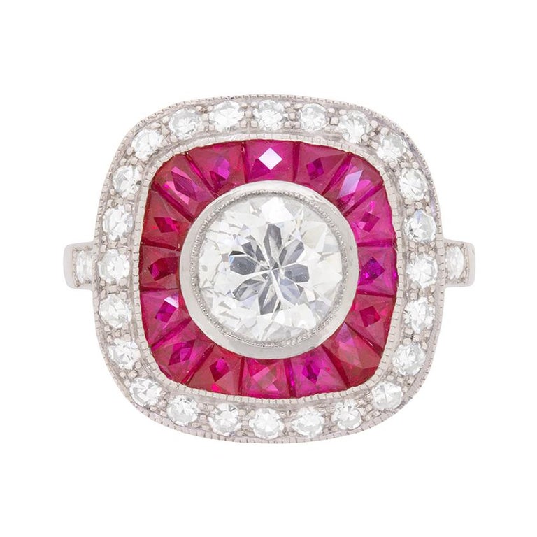 Vintage Diamond and Ruby Cluster Ring, circa 1950s For Sale (Free ...