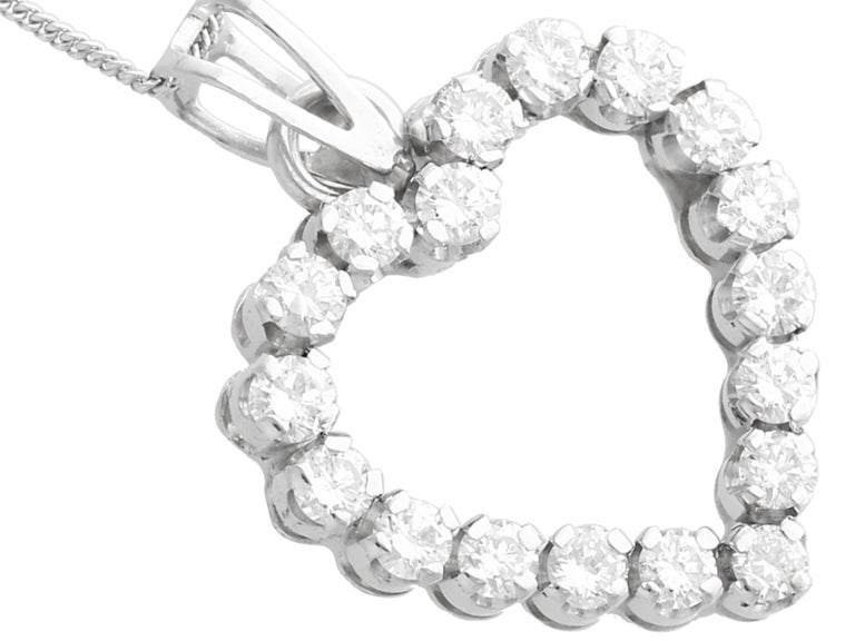 Vintage Diamond and White Gold Heart Pendant For Sale at 1stDibs