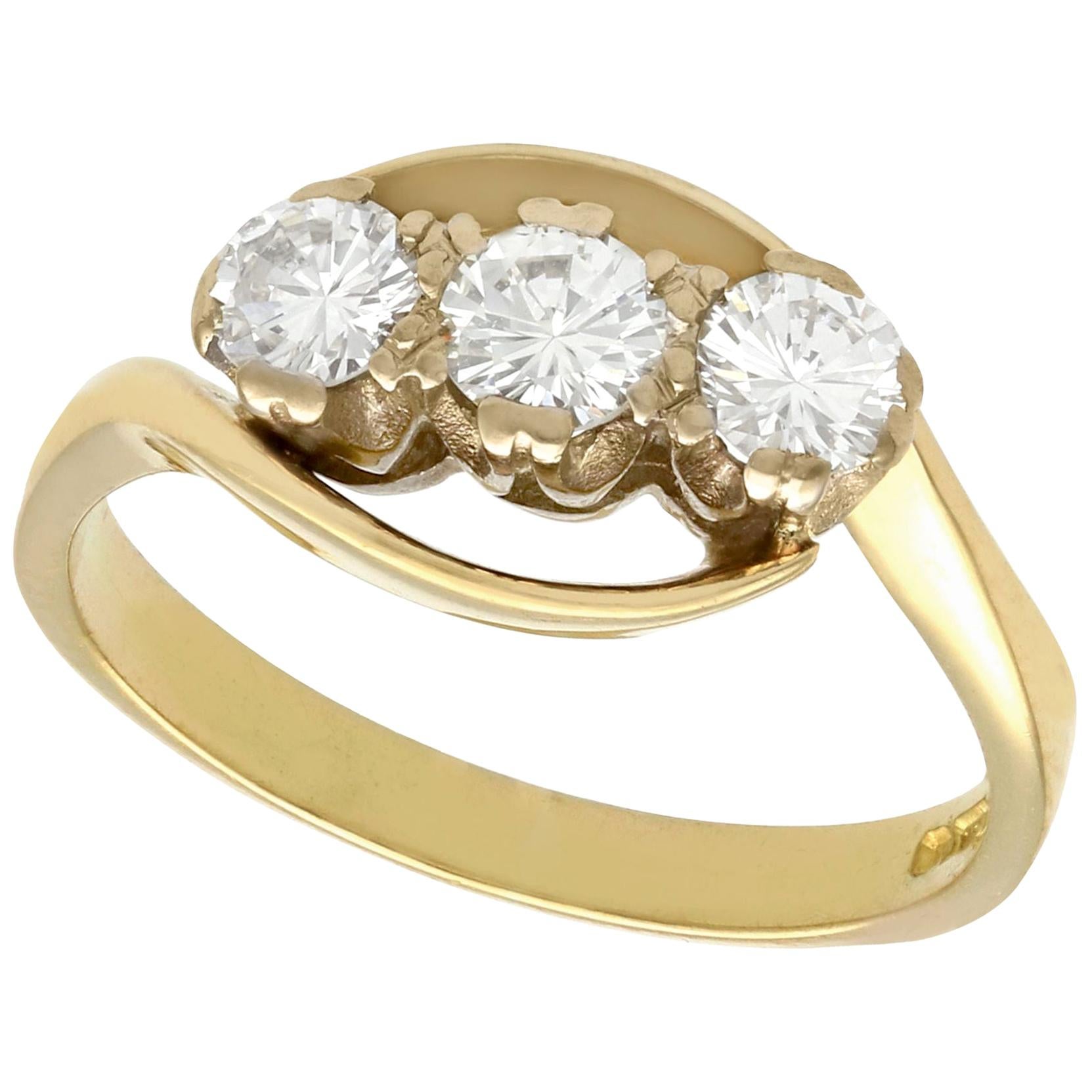 1.47Ct Diamond and 15k Yellow Gold, Palladium Set Trilogy Ring ...