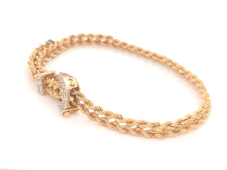 Vintage Diamond Belt Double Rope Bracelet in 14k Yellow Gold SM For ...