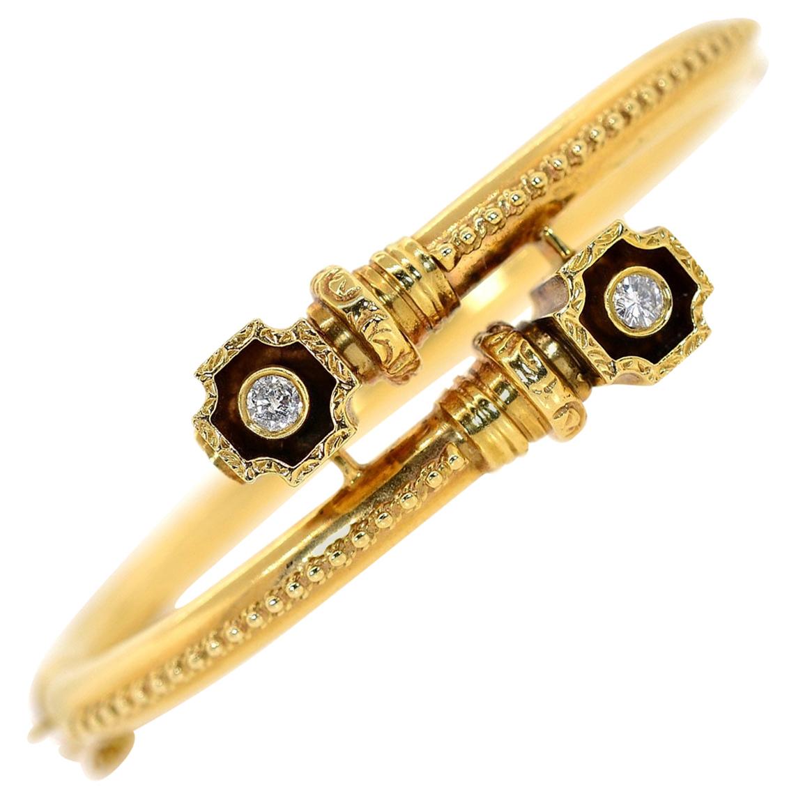 Gold Diamond Bangle For Sale at 1stDibs