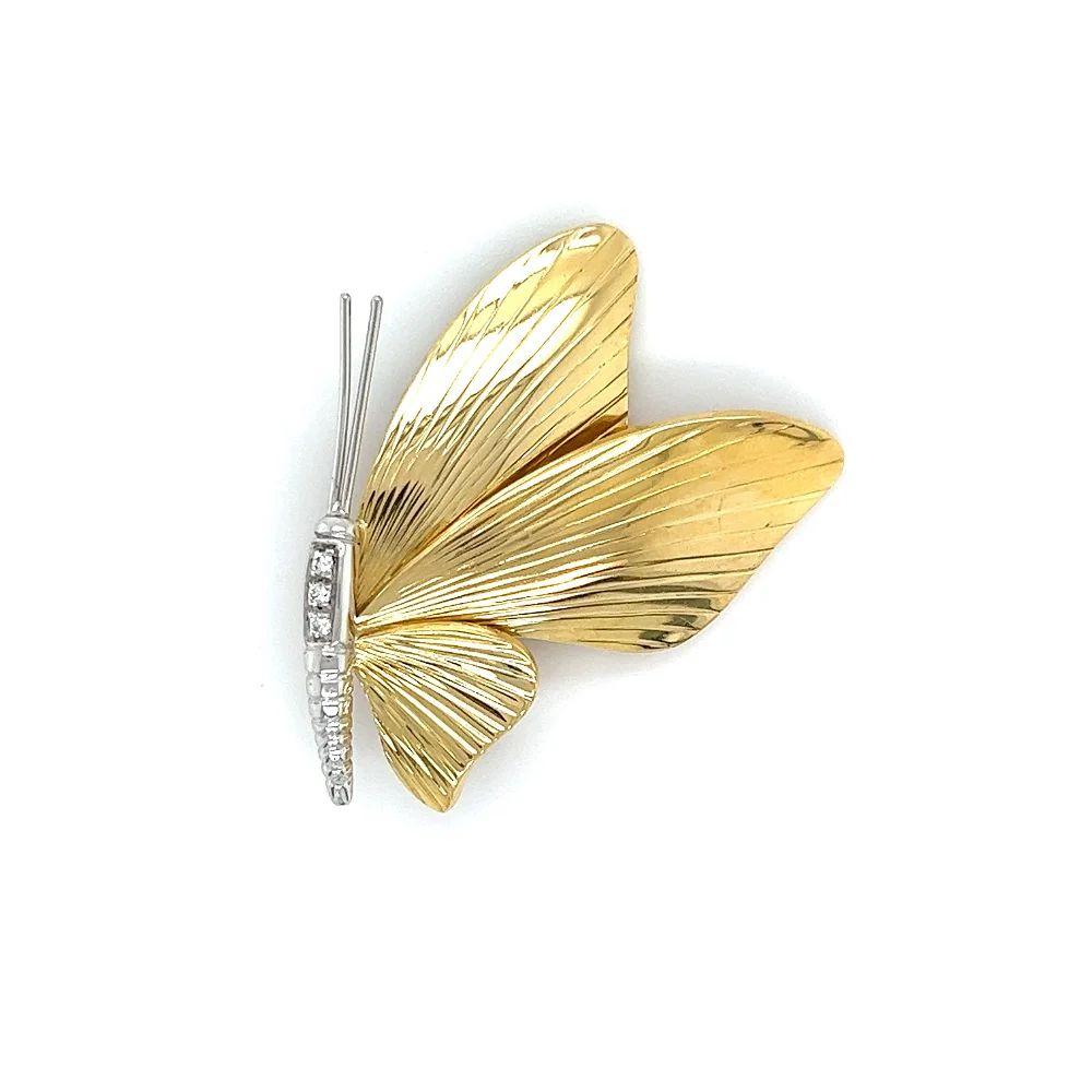Vintage Diamond Gold Butterfly Designer Brooch Pin For Sale at 1stDibs