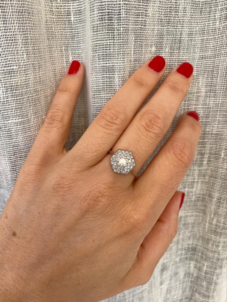 Vintage Diamond Gold Pave Cluster Ring at 1stDibs