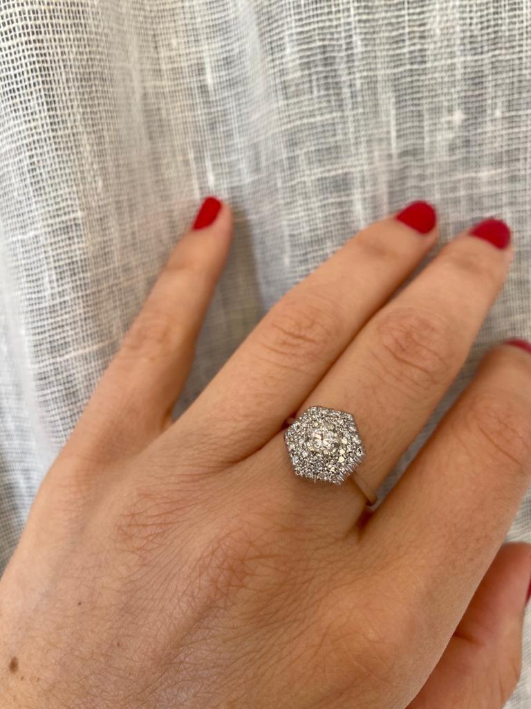 Vintage Diamond Gold Pave Cluster Ring at 1stDibs