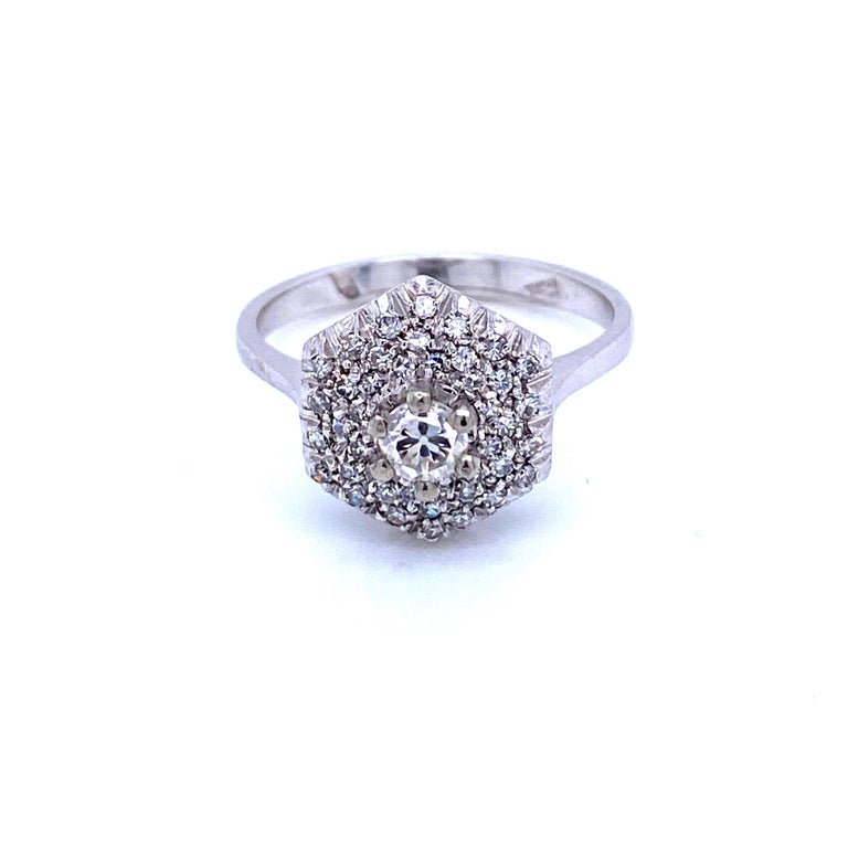 Vintage Diamond Gold Pave Cluster Ring For Sale at 1stDibs
