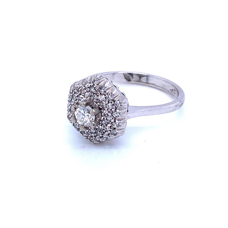 Vintage Diamond Gold Pave Cluster Ring at 1stDibs