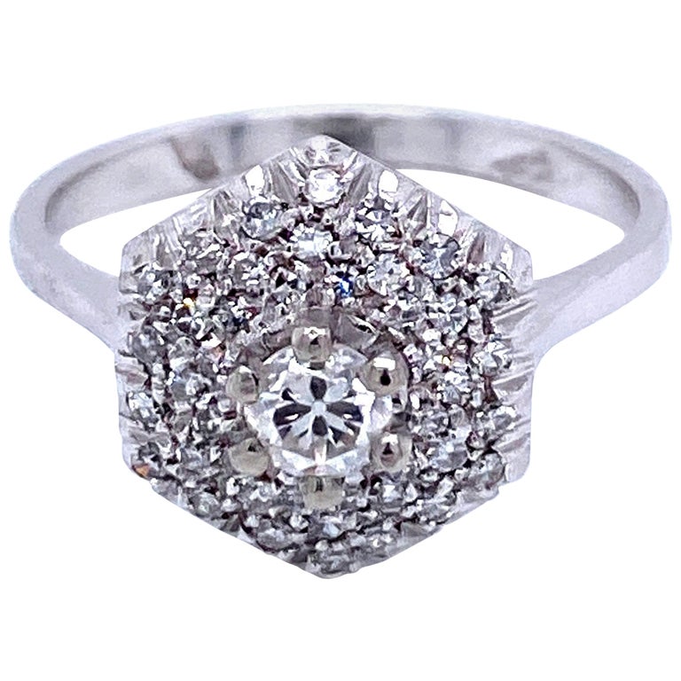 Vintage Diamond Gold Pave Cluster Ring at 1stDibs