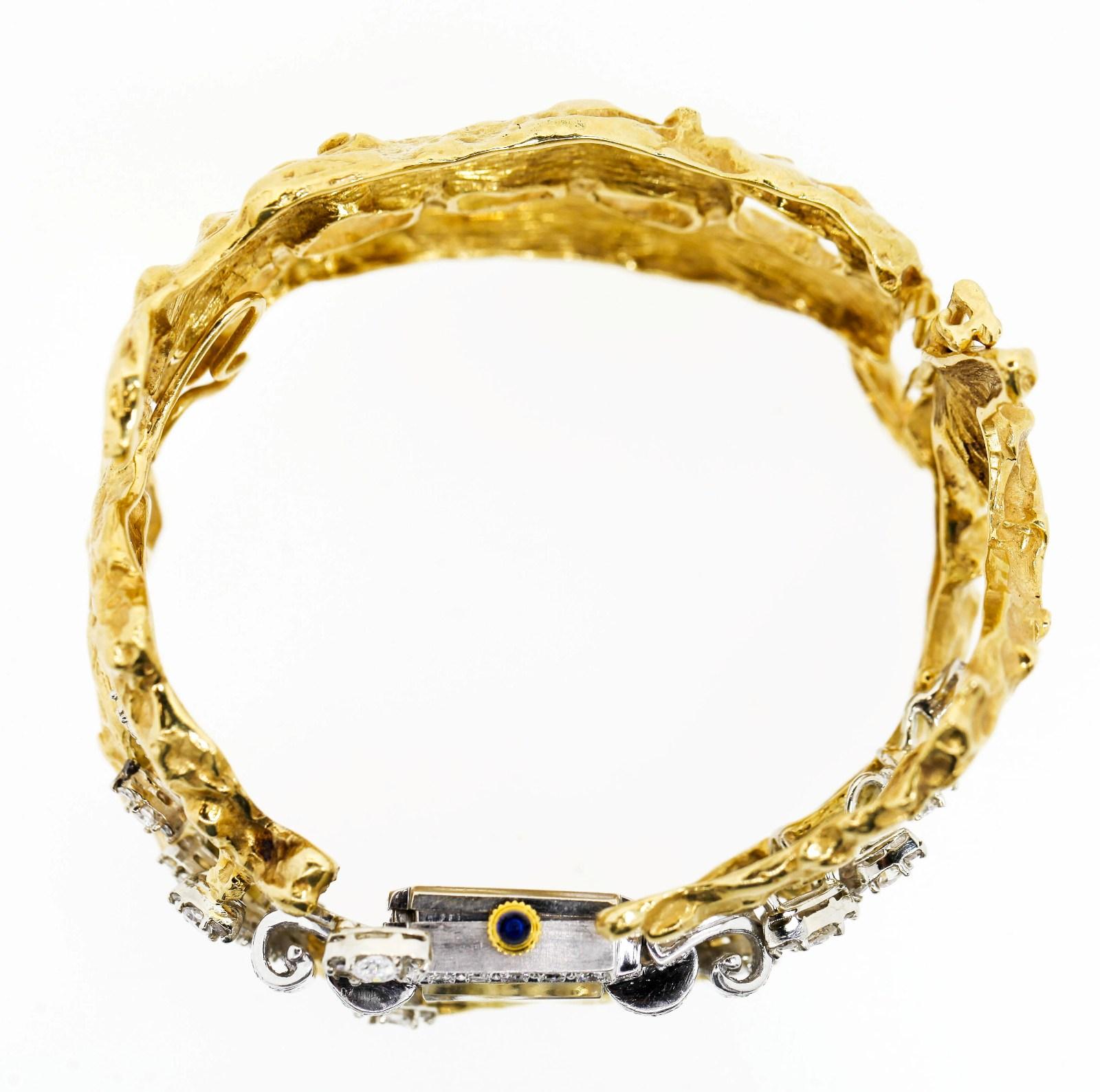 Vintage Diamond and Gold Watch Bangle at 1stDibs | vintage bangle watch ...