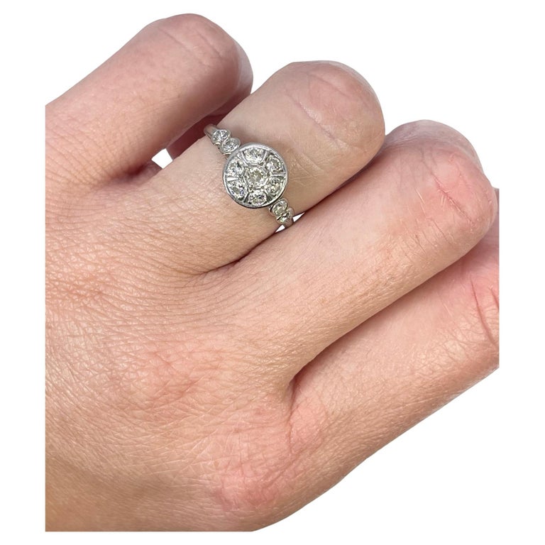 Vintage Diamond Ring 14kt White Gold Old Cut Diamonds Ring For Sale at ...