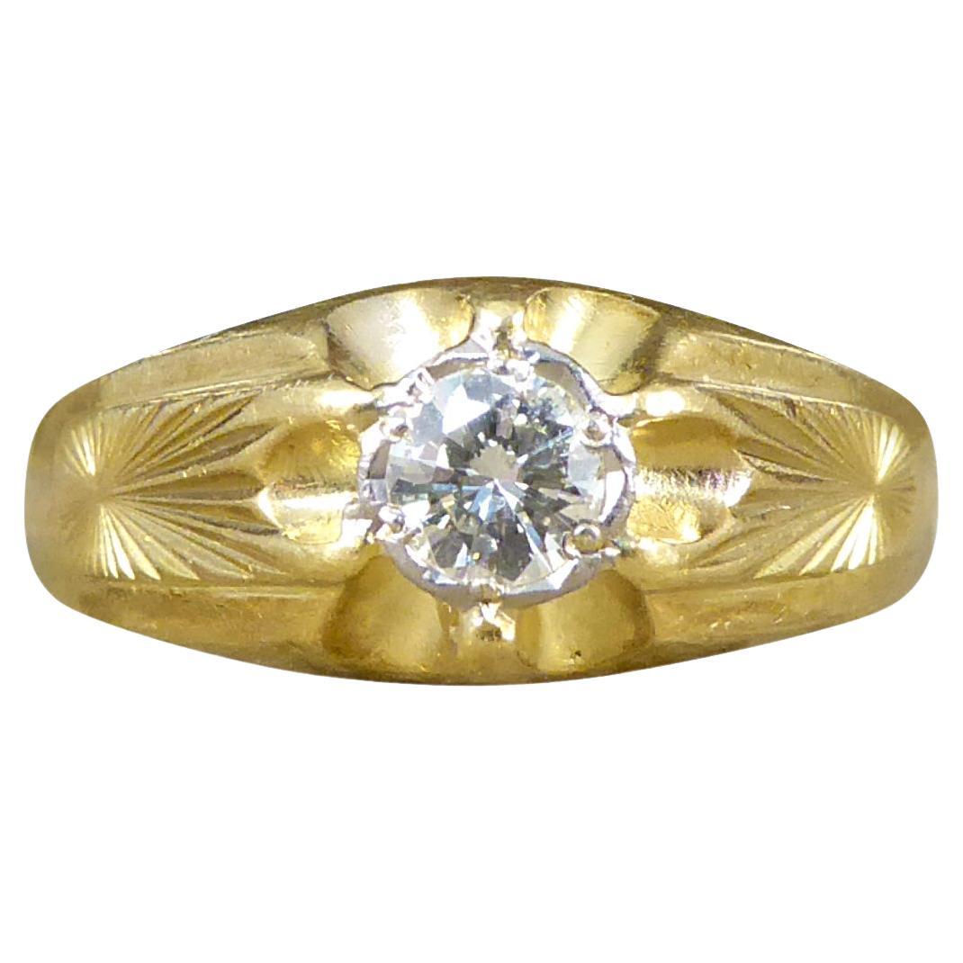 Vintage Diamond Set Gypsy Ring in 18ct Yellow Gold C1975 For Sale at ...