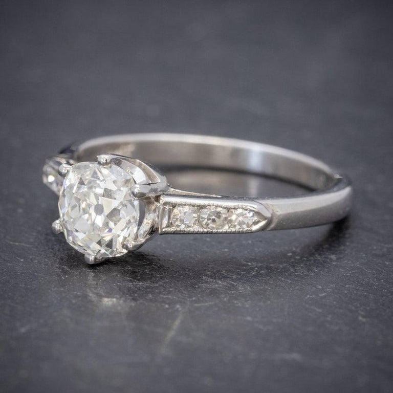 Vintage Diamond Solitaire Ring in 1.25ct Diamond For Sale at 1stDibs
