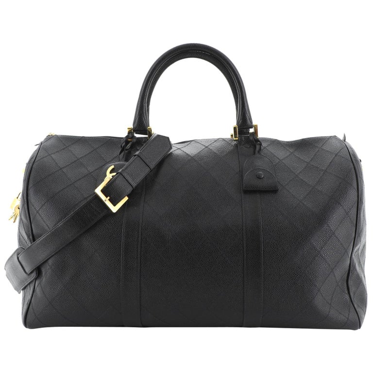 Vintage Diamond Stitch Boston Bag Quilted Caviar Large at 1stDibs