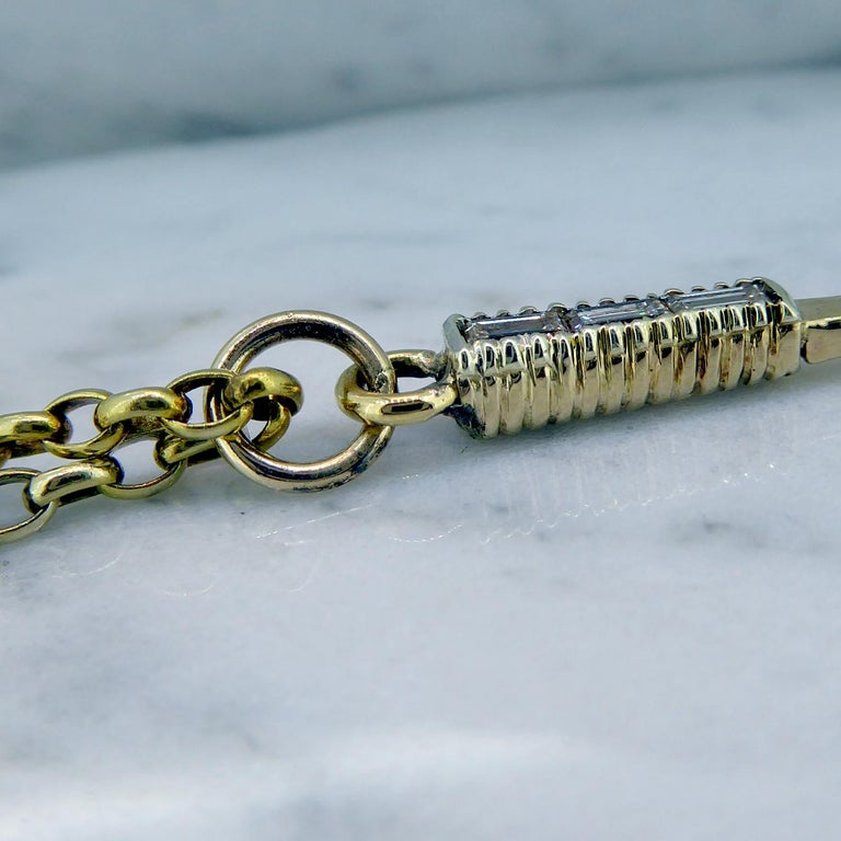 Vintage Diamond Tennis Racquet Pendant and Chain, London, 1976, Yellow ...