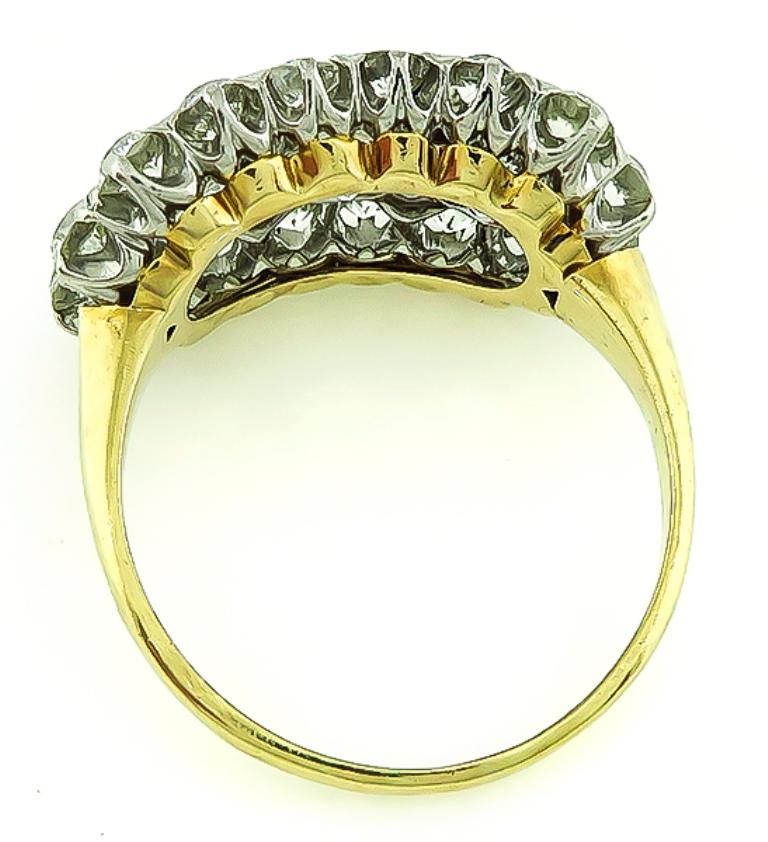 Vintage Diamond Three-Stone Cluster Diamond Ring For Sale at 1stDibs
