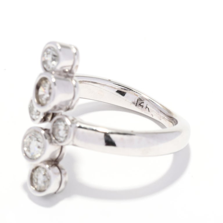 Vintage Diamond Vertical Ring, Diamond Long Ring, Linear Diamond Ring ...