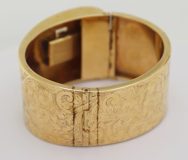 Vintage Diamond, Yellow Gold Covered Wristwatch Bangle For Sale at 1stDibs