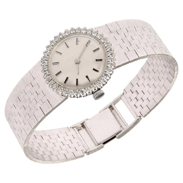 Vintage Diamonds 18 Carat White Gold Mechanical Watch For Sale at 1stDibs