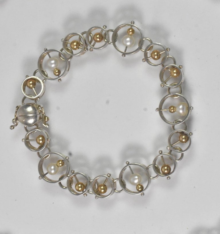 Vintage Dian Malouf 'DLM' Sterling and 14k Gold Modernist Necklace and ...