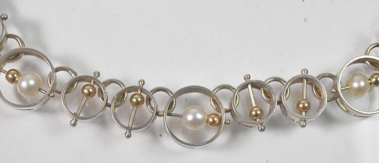 Vintage Dian Malouf 'DLM' Sterling and 14k Gold Modernist Necklace and ...