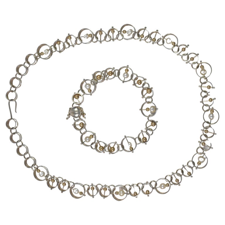 Vintage Dian Malouf 'DLM' Sterling and 14k Gold Modernist Necklace and ...