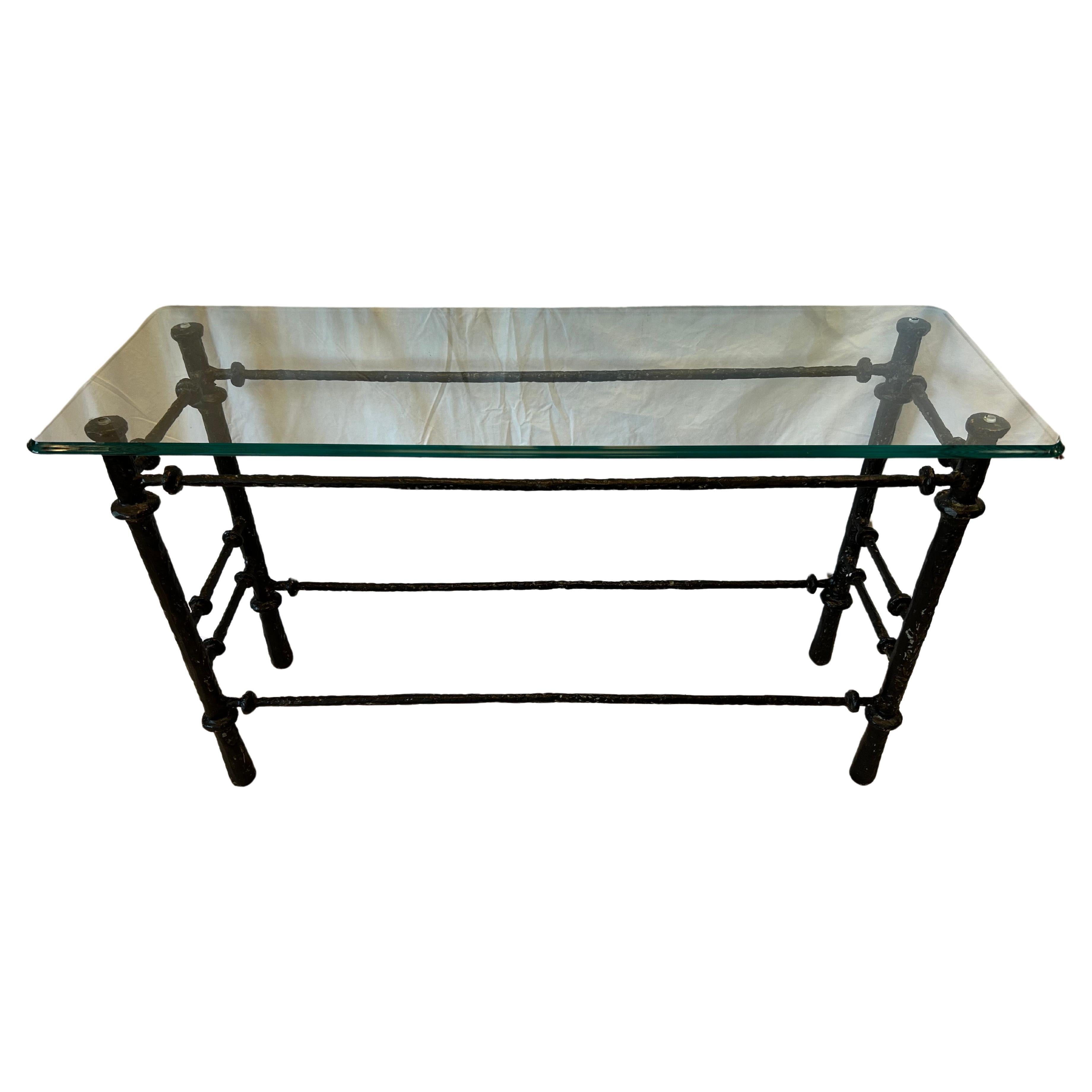 Vintage Diego Giacometti Style Etrusque Coffee Table Bronze Finish Brutalist For Sale at 1stDibs