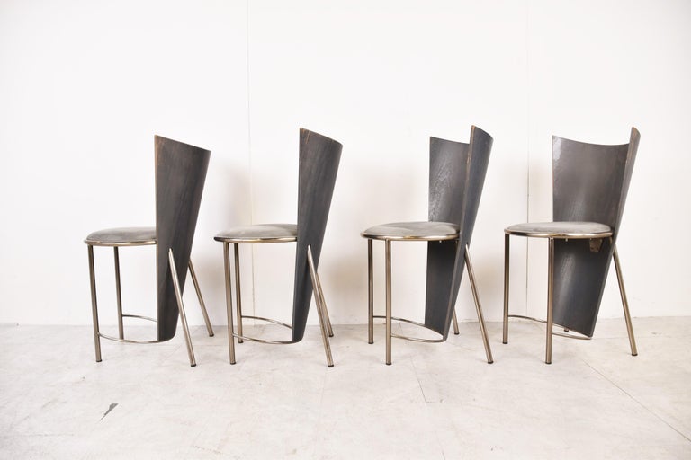 Vintage Dining Chairs by Frans Van Praet, Set of 4 For Sale at 1stDibs