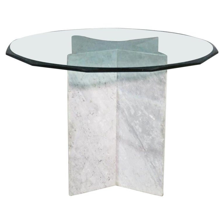 Vintage Dining Table in Marble and Glass For Sale at 1stDibs