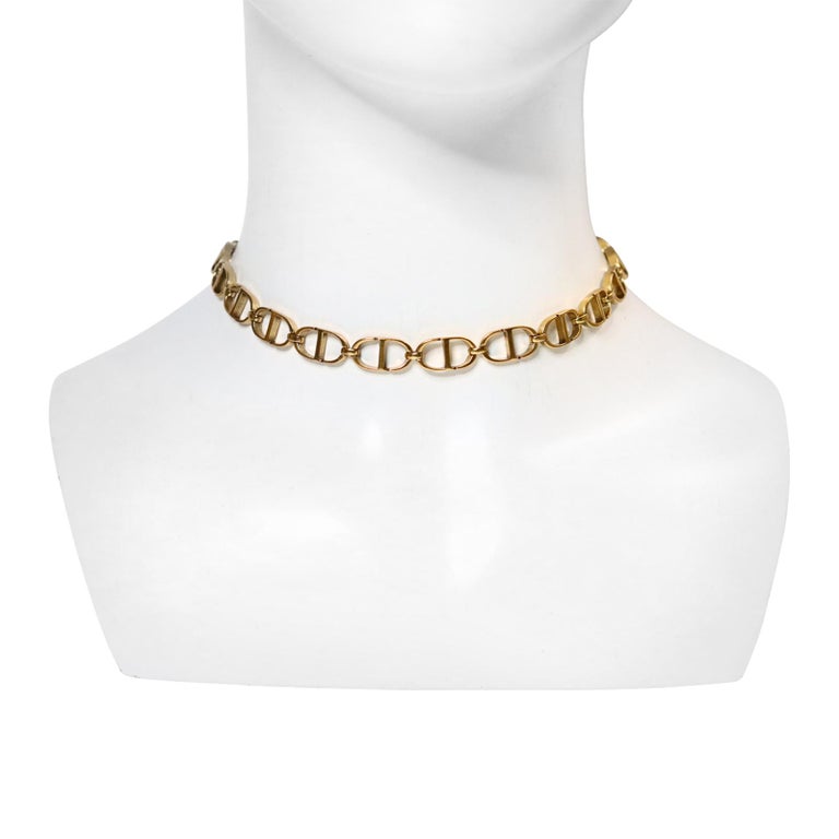 Vintage Dior Gold Tone CD Choker, circa 1990s For Sale at 1stDibs
