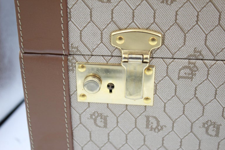 Vintage Dior Monogramme Canvas and Leather Vanity Case Trunk at 1stDibs
