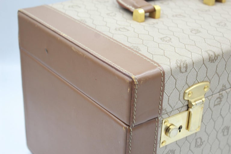 Vintage Dior Monogramme Canvas and Leather Vanity Case Trunk at 1stDibs