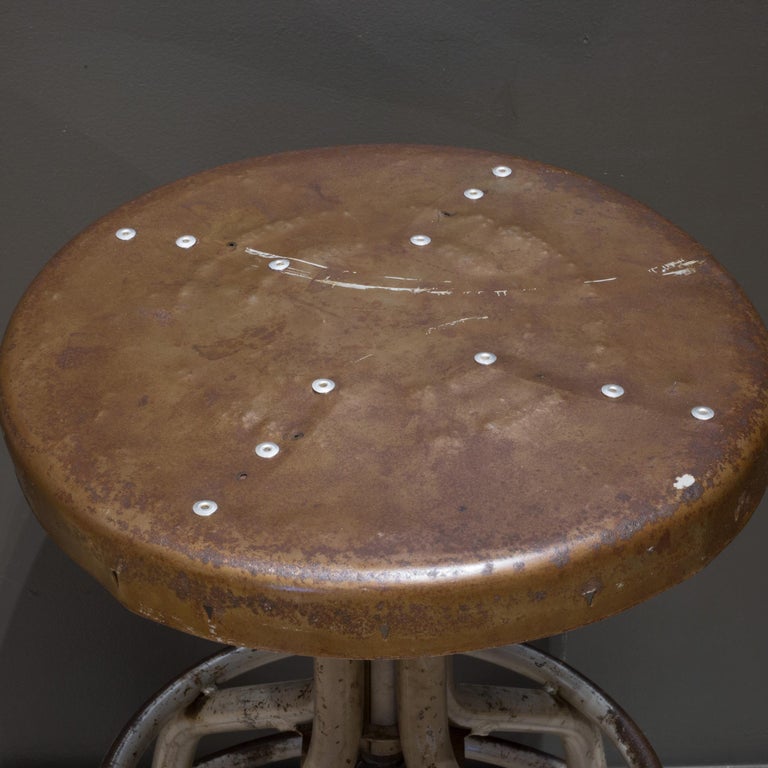Vintage Distressed Adjustable Metal Factory Swivel Stool c.1950 For ...
