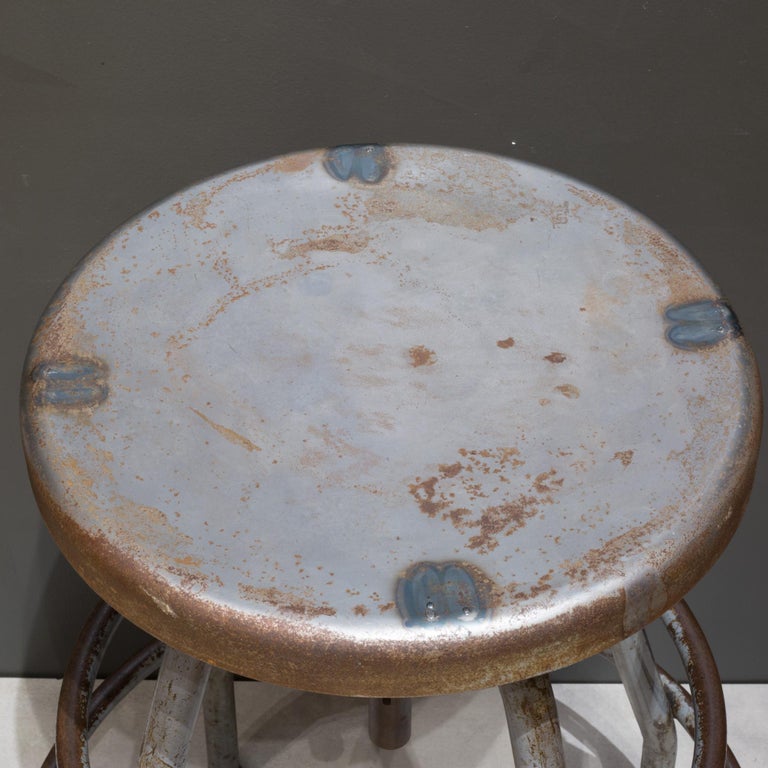 Vintage Distressed Adjustable Metal Factory Swivel Stool c.1950 For ...