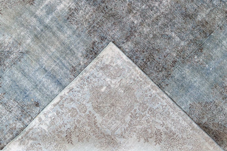 Vintage Distressed Blue Overdyed Wool Rug For Sale at 1stDibs