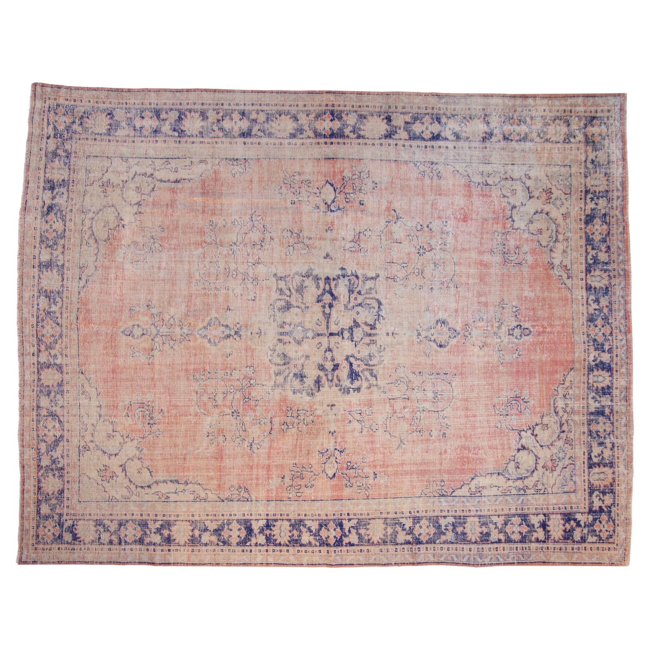 Vintage Distressed Oushak Carpet For Sale at 1stDibs