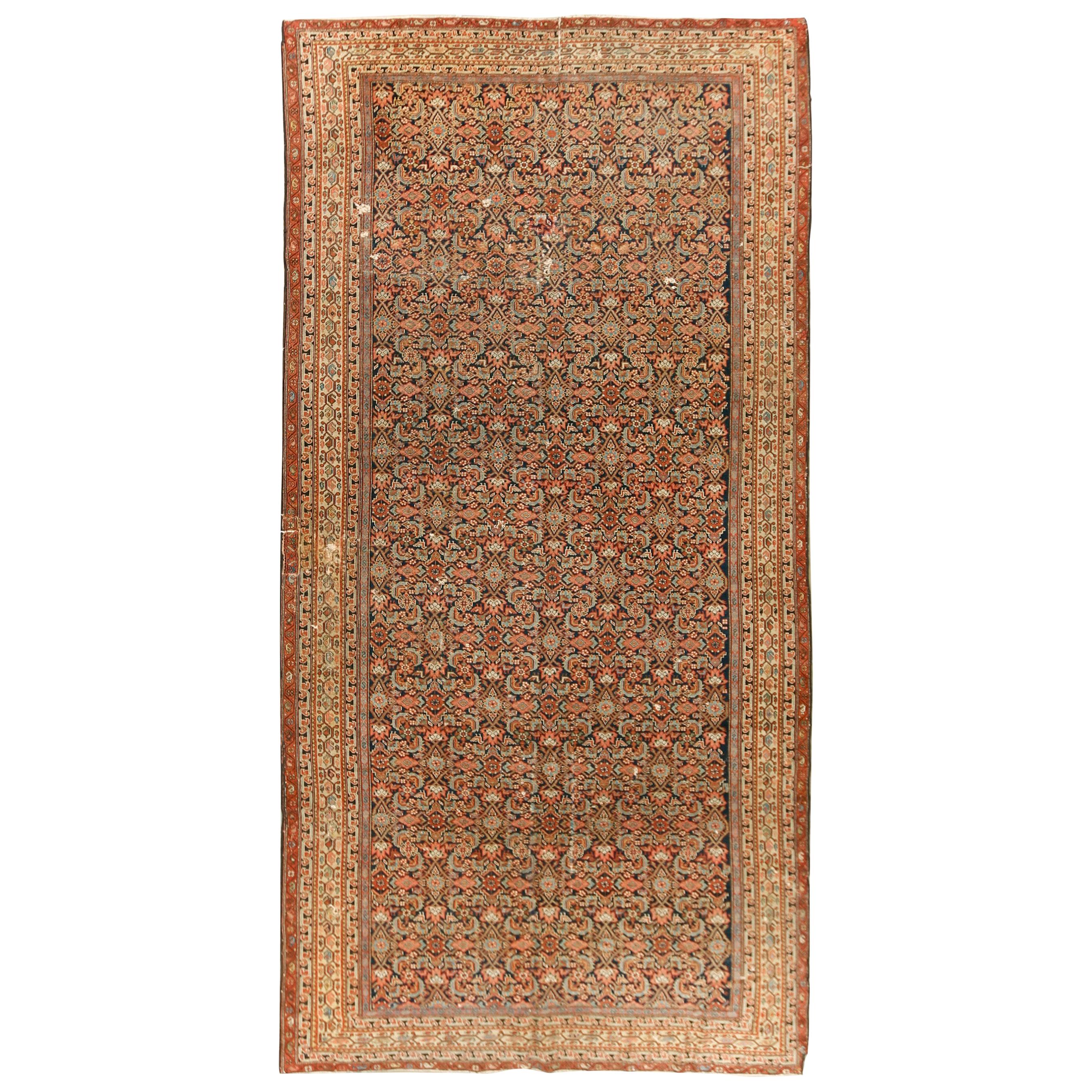 Vintage Distressed Red Persian Wool Rug For Sale at 1stDibs