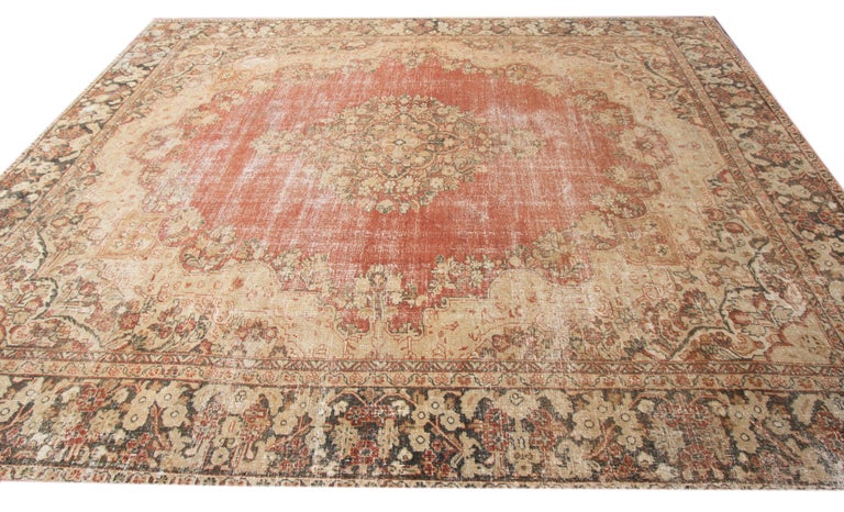 Vintage Distressed Red Persian Wool Rug For Sale at 1stDibs ...