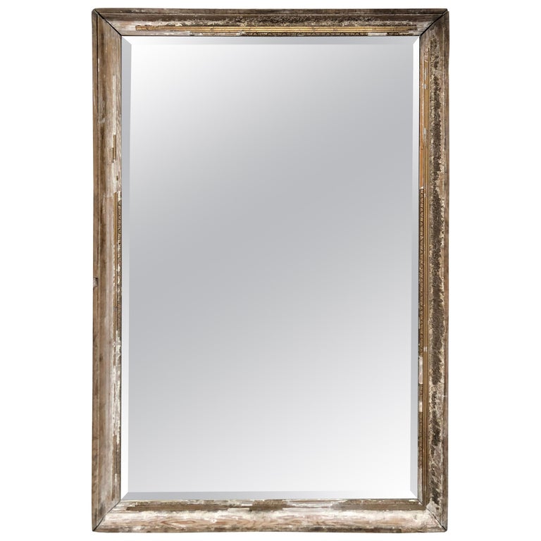 Vintage Distressed Wood Mirror at 1stDibs