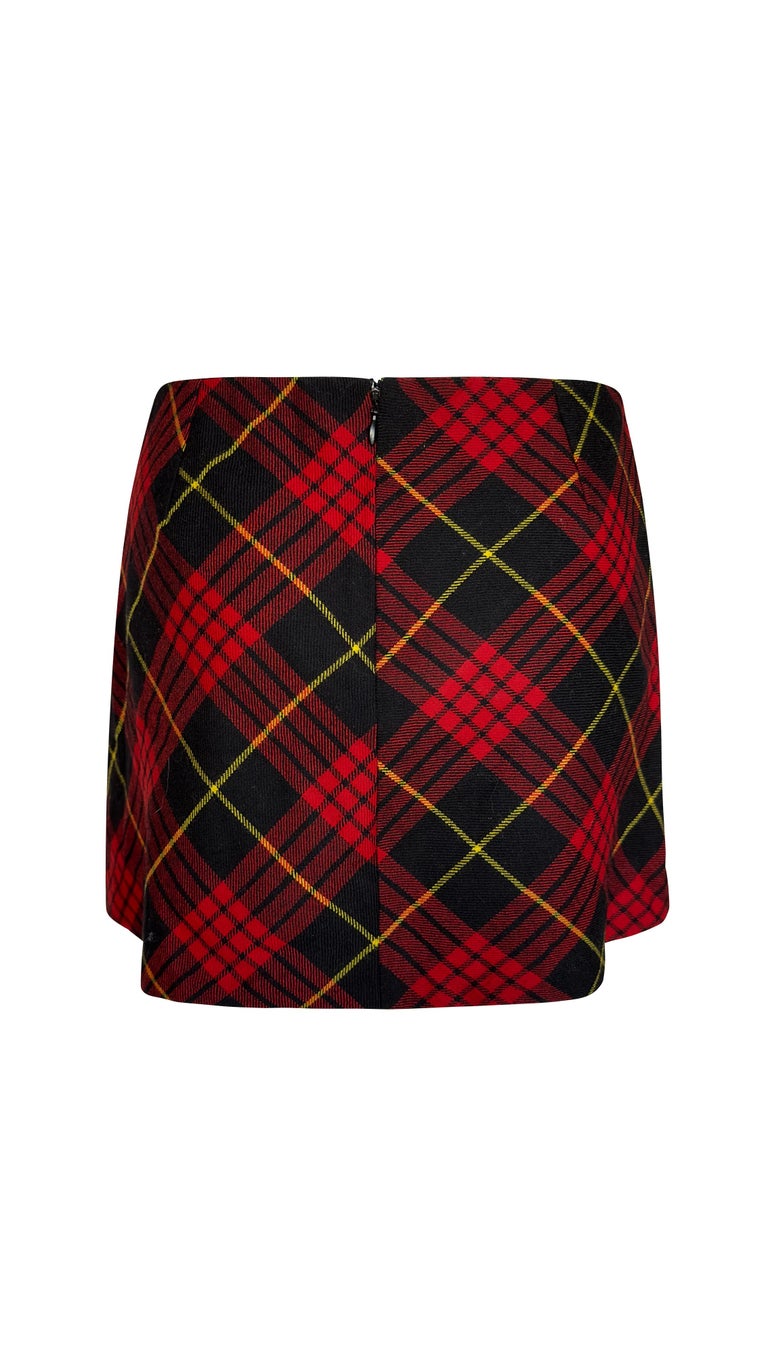Vintage Dolce and Gabbana 90s tartan micro mini skirt with lateral ...
