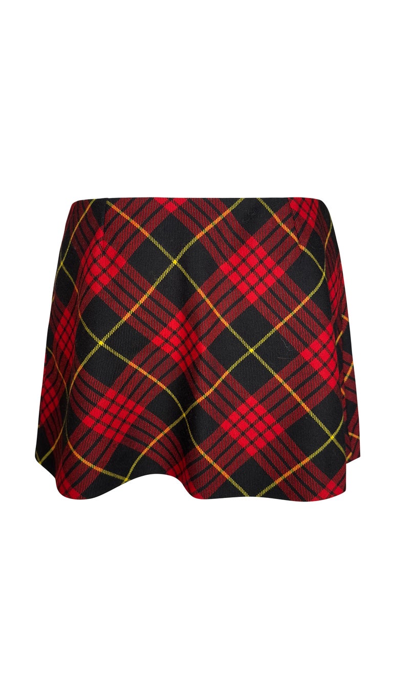 Vintage Dolce and Gabbana 90s tartan micro mini skirt with slit For ...