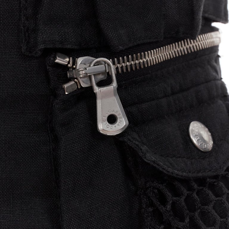 vintage DOLCE GABBANA black cargo mesh military pocket corset bustier ...