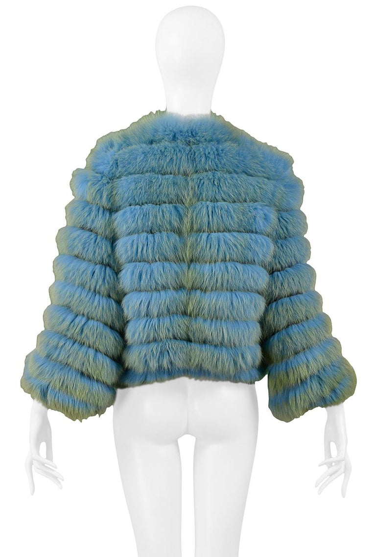 Vintage Dolce and Gabbana Blue and Chartreuse Green Fox Fur Chubby ...