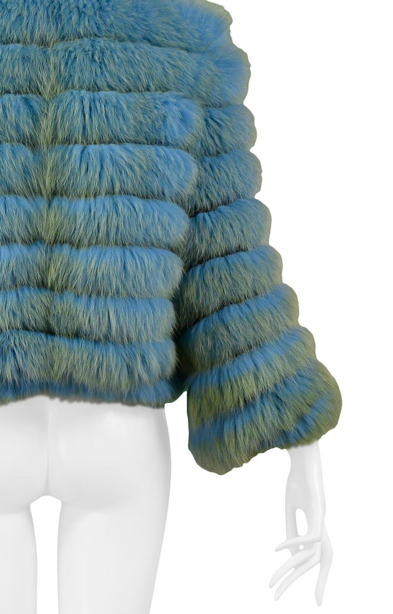 Vintage Dolce and Gabbana Blue and Chartreuse Green Fox Fur Chubby ...