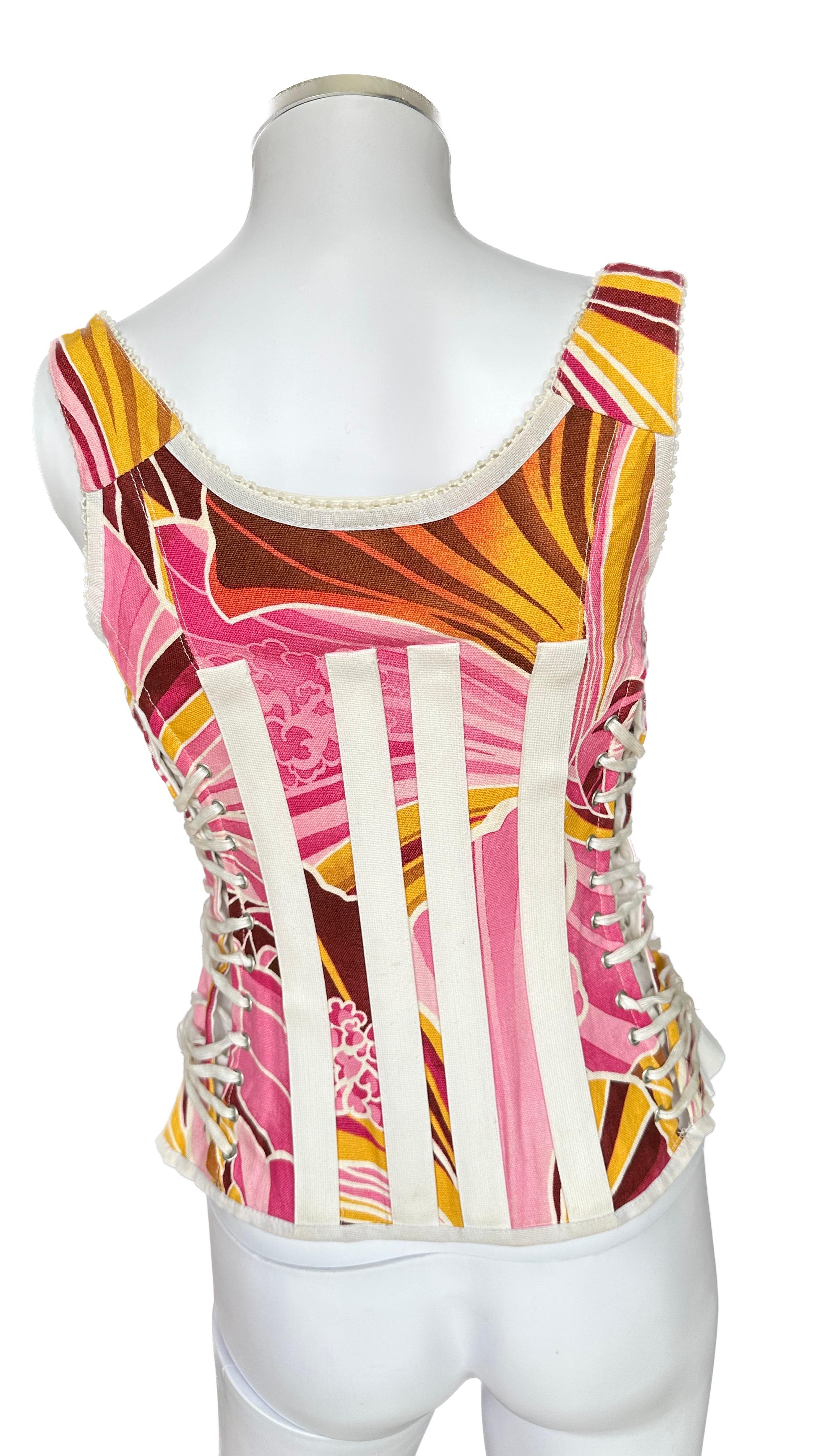 Vintage Dolce and Gabbana pink abstract bondage corset at 1stDibs