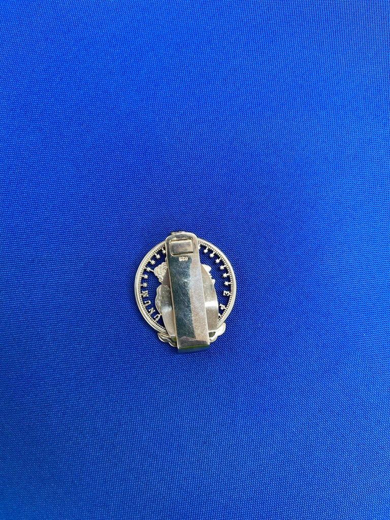 Vintage Dollar Coin White Rhodium Plated Sterling Silver Money Cash ...