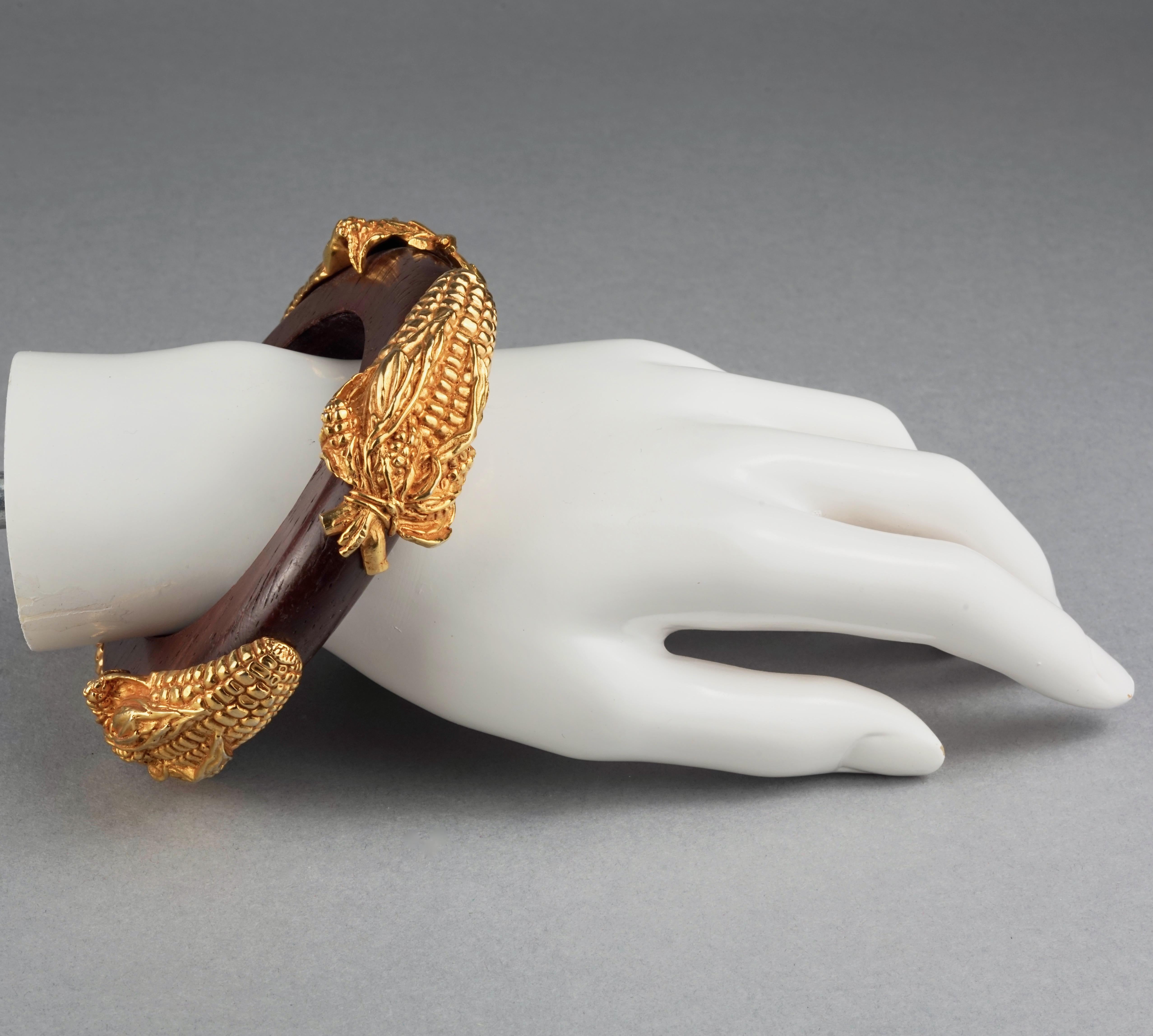 Vintage DOMINIQUE AURIENTIS Gilt Corn Wood Bangle Bracelet For Sale at ...