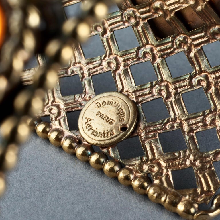 Vintage DOMINIQUE AURIENTIS Jeweled Mesh Cuff Bracelet For Sale at 1stDibs
