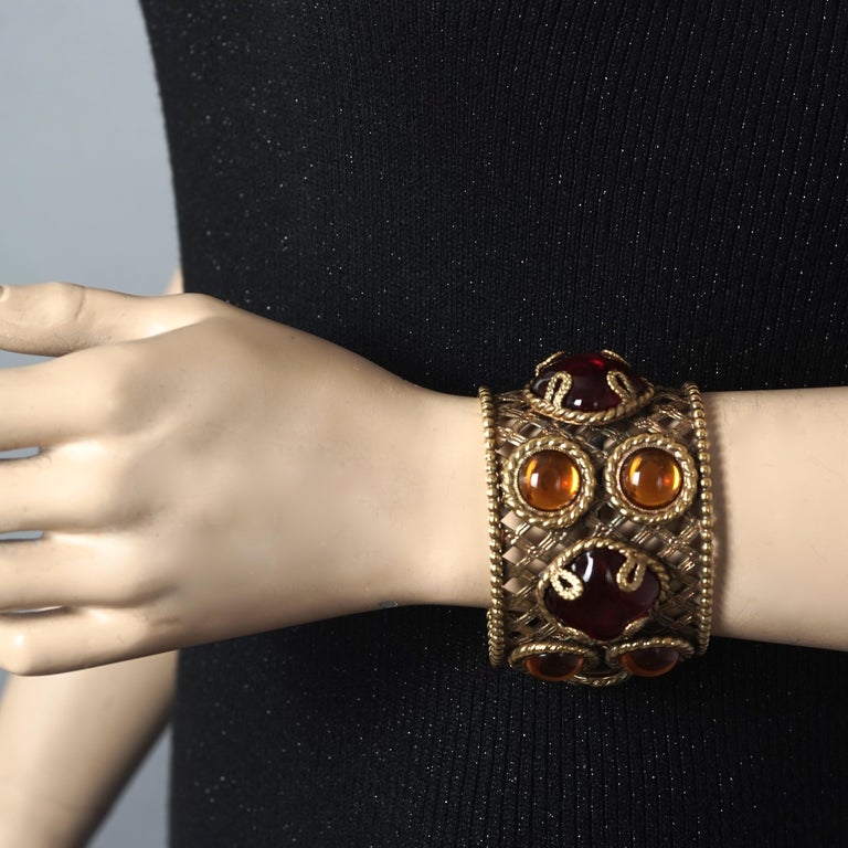 Vintage DOMINIQUE AURIENTIS Jeweled Mesh Cuff Bracelet For Sale at 1stDibs
