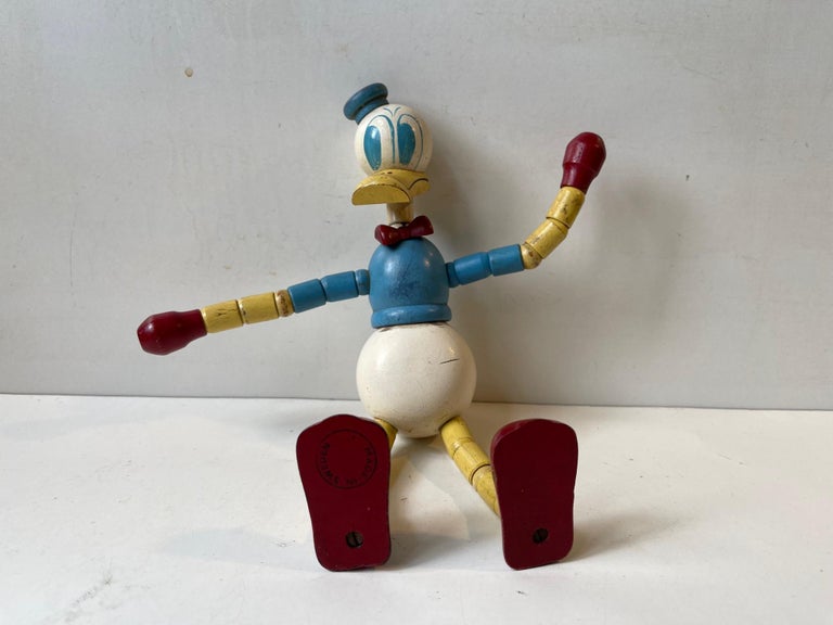 Vintage Donald Duck in Painted Beech with Articulated Limbs by Brio ...