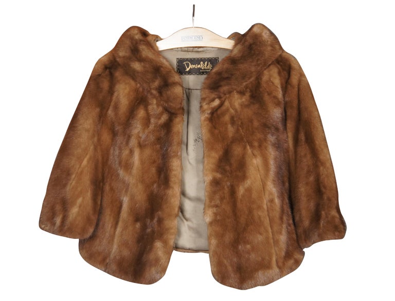 Vintage Donenfelds Brown Mink Fur Coat Womans Jacket Wrap Cape Shawl ...