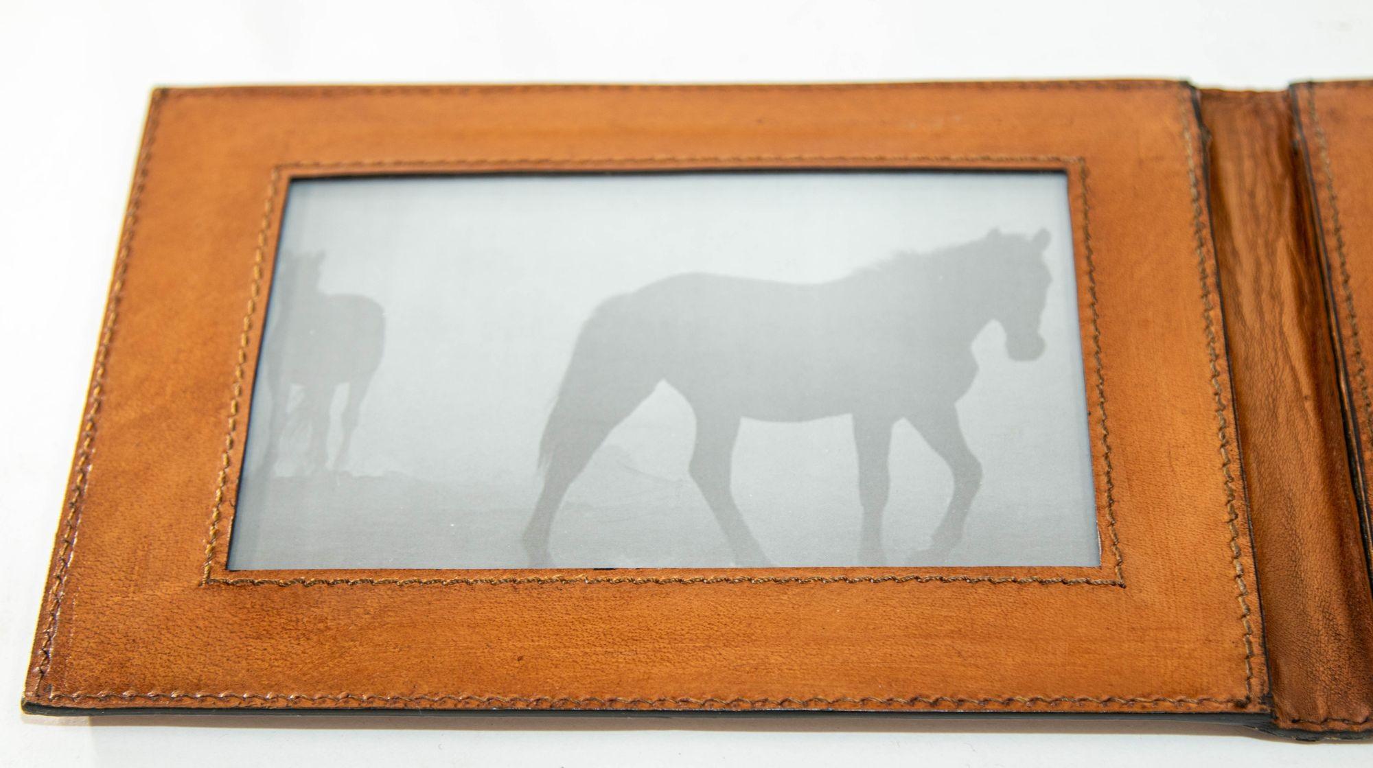 Vintage Double Landscape Picture Frame Brown Saddle Leather Ralph ...
